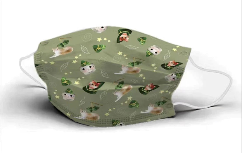 ASTM Level 3 Adult Procedural Mask (Green Cats) – EPS Care Technologies ...